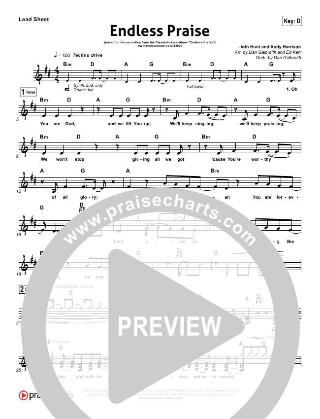 Endless Praise Sheet Music PDF (Planetshakers) - PraiseCharts