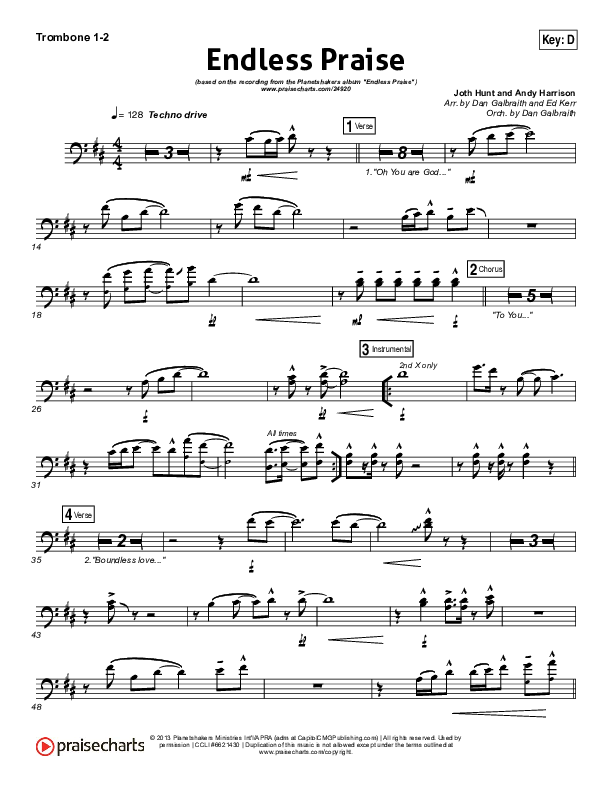 Endless Praise Trombone Sheet Music PDF (Planetshakers) - PraiseCharts