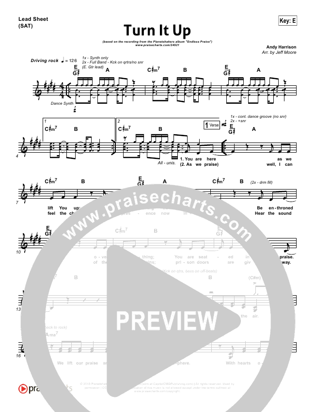 Turn It Up Orchestration (Planetshakers) - PraiseCharts Turn It Up Orchestration (Planetshakers) - PraiseCharts