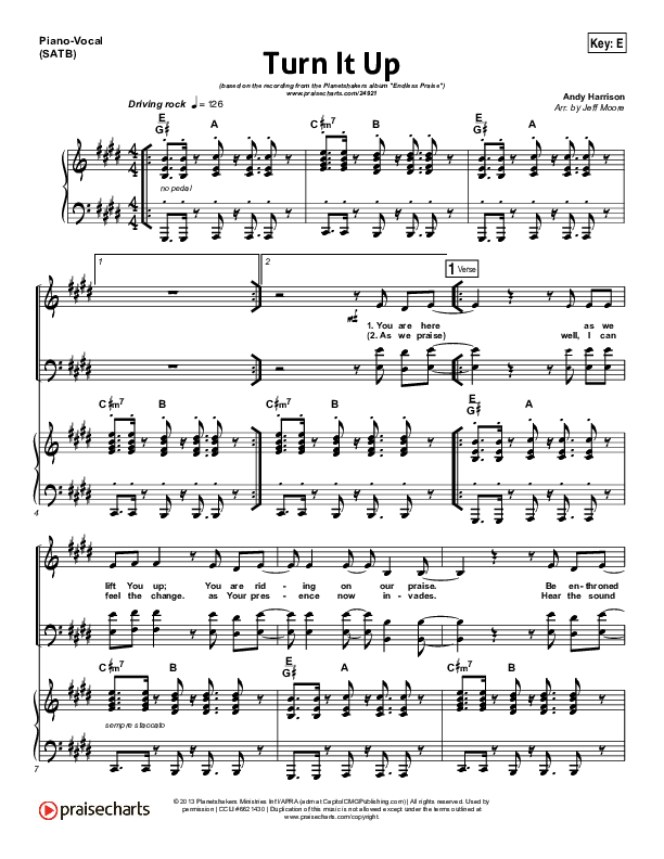 Turn It Up Sheet Music PDF (Planetshakers) - PraiseCharts Turn It Up Sheet Music PDF (Planetshakers) - PraiseCharts