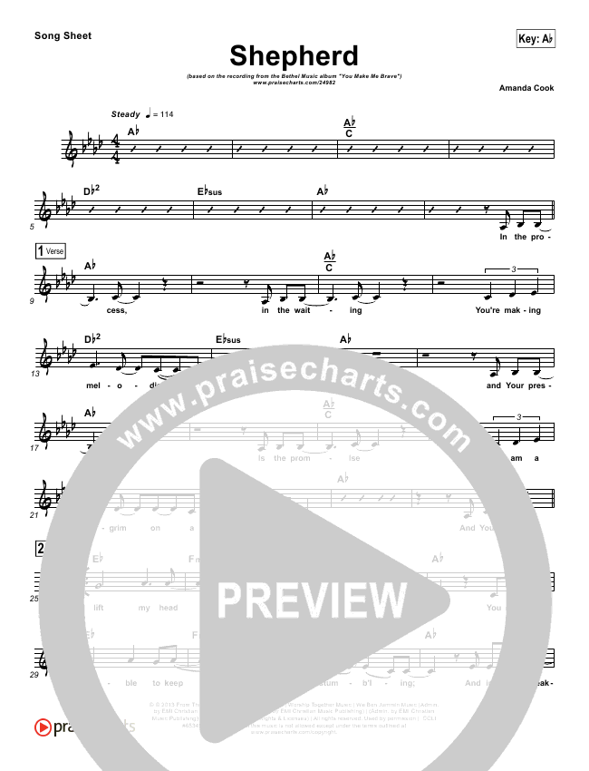 Shepherd Sheet Music (Amanda Lindsey Cook / Bethel Music) - PraiseCharts
