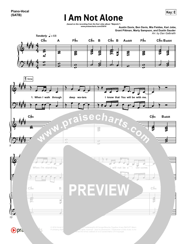 I Am Not Alone Sheet Music PDF (Kari Jobe) - PraiseCharts