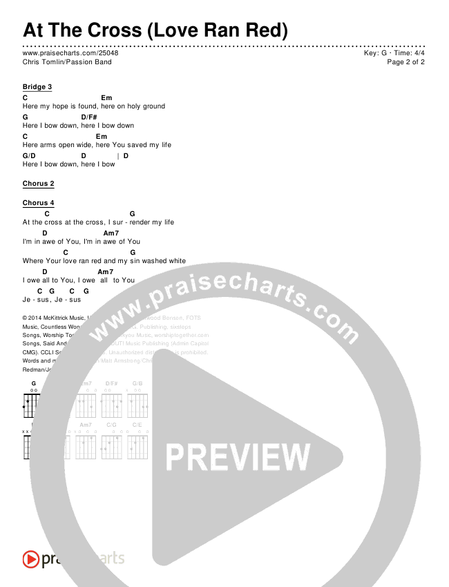 At The Cross (Love Ran Red) Chords PDF (Chris Tomlin / Passion ...