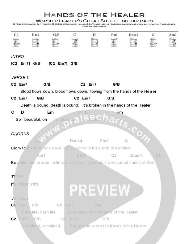 Hands Of The Healer Chords PDF (Eddie Kirkland / North Point Worship ...