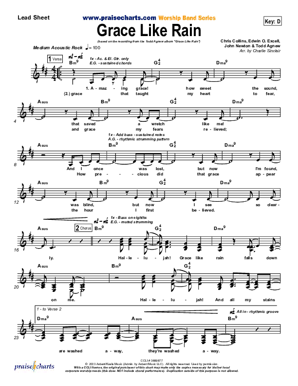 Grace Like Rain Sheet Music PDF (Todd Agnew) - PraiseCharts