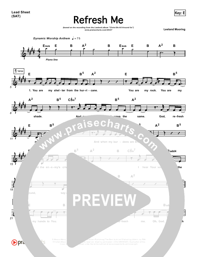 Refresh Me Sheet Music PDF (Leeland) - PraiseCharts