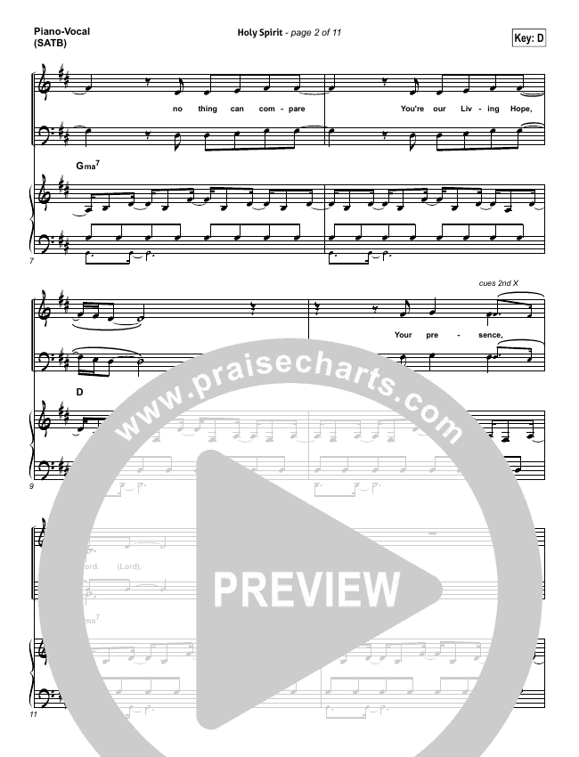 Holy Spirit Sheet Music (Jesus Culture / Martin Smith) - PraiseCharts