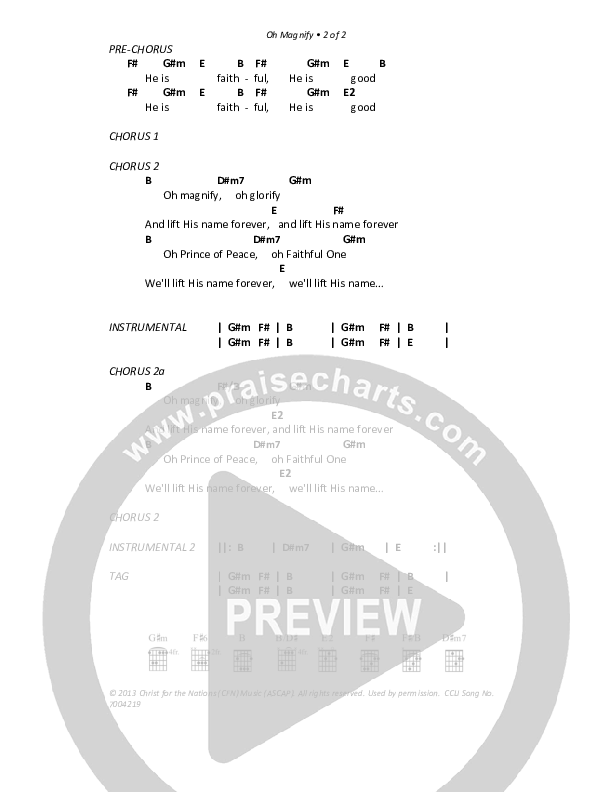 Oh Magnify Chords PDF (Christ For The Nations) - PraiseCharts