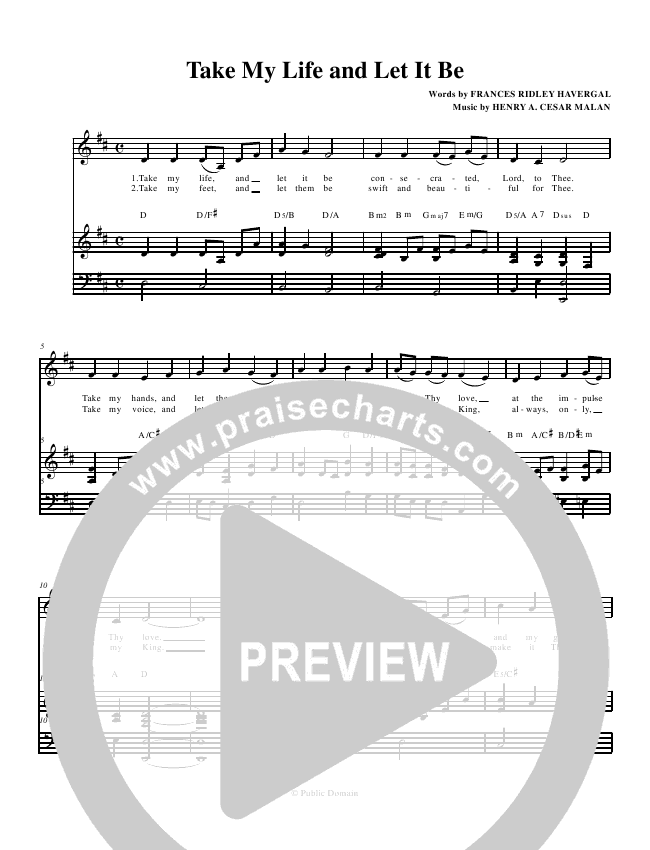Take My Life And Let It Be Sheet Music PDF (Christ For The Nations ...