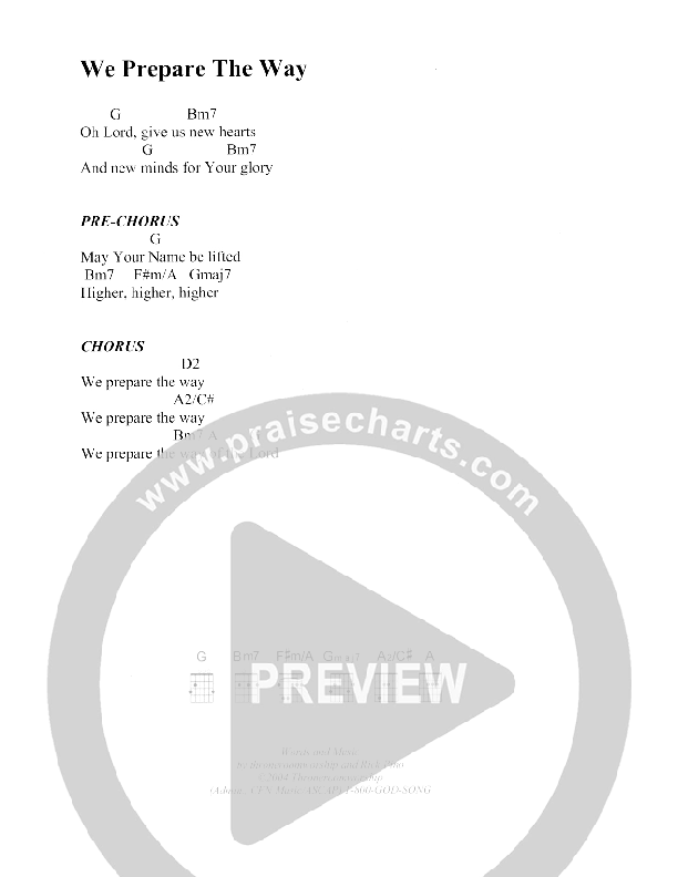We Prepare The Way Chords PDF (Christ For The Nations) - PraiseCharts