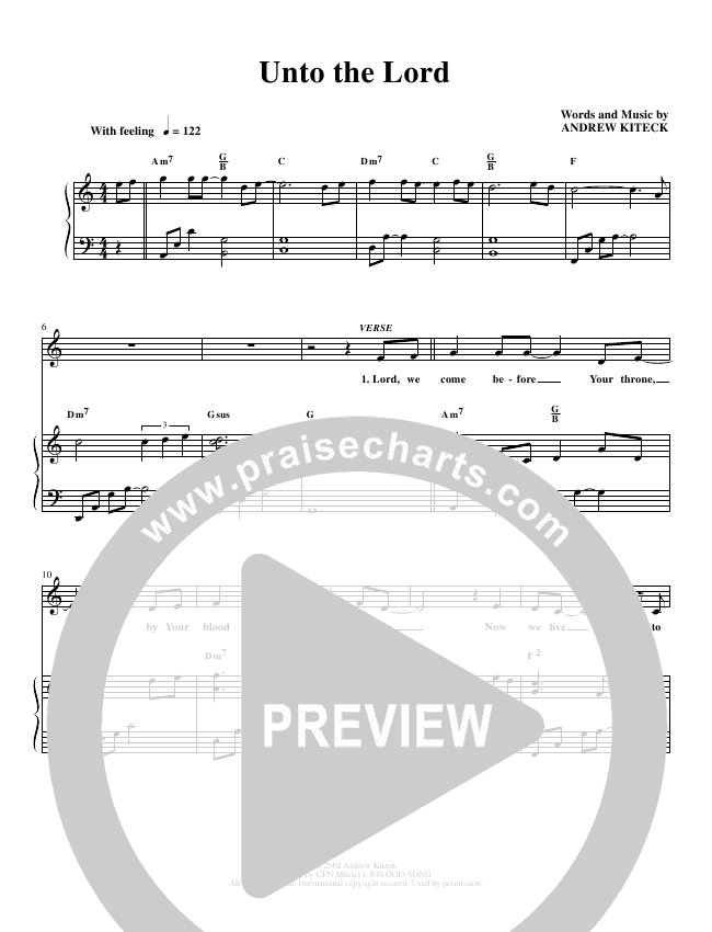 Unto The Lord Sheet Music (Christ For The Nations) - PraiseCharts