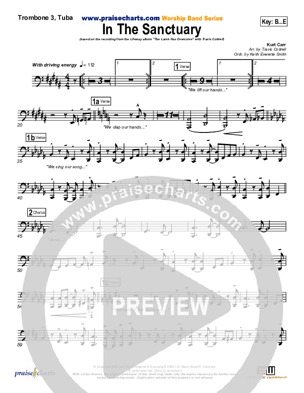 In The Sanctuary Trombone/Tuba Sheet Music PDF (Travis Cottrell) - PraiseCharts
