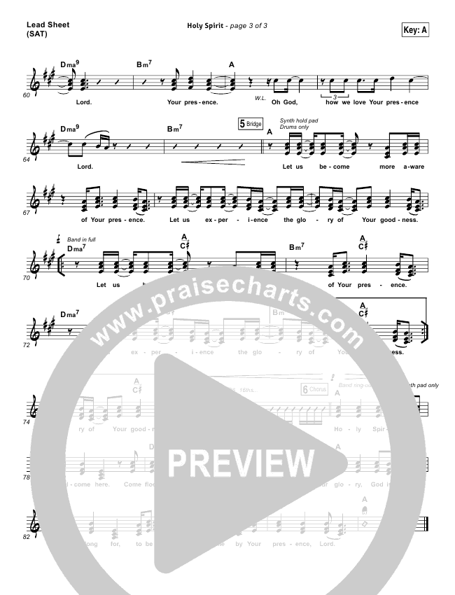 Holy Spirit Sheet Music PDF (Bryan & Katie Torwalt) - PraiseCharts