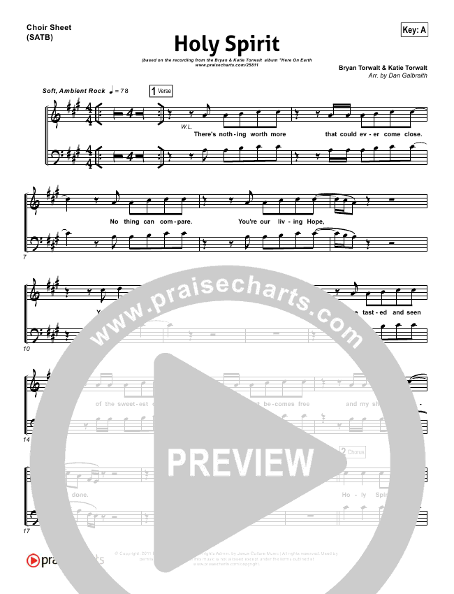 Holy Spirit Sheet Music (Bryan & Katie Torwalt) - PraiseCharts