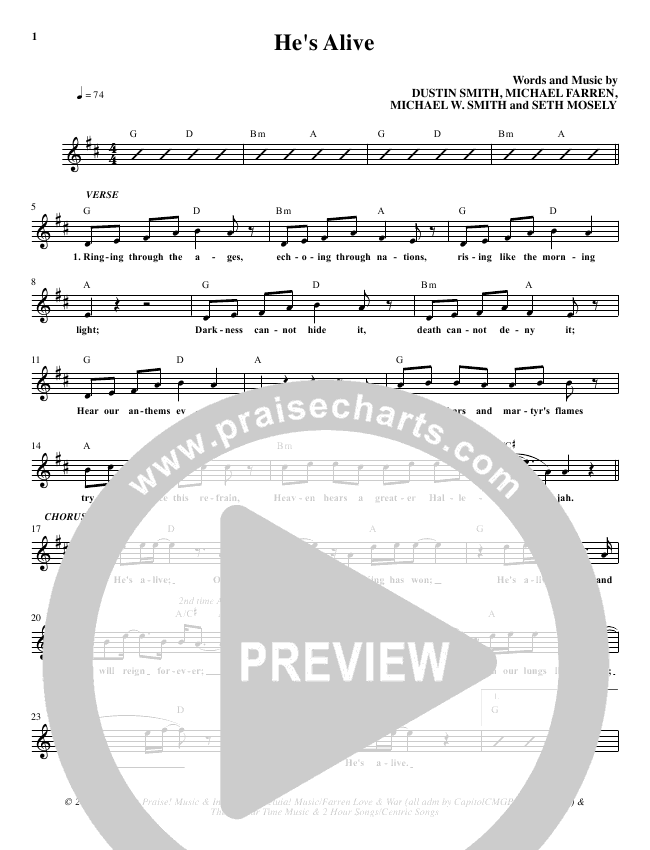 He's Alive Sheet Music PDF (Dustin Smith) - PraiseCharts