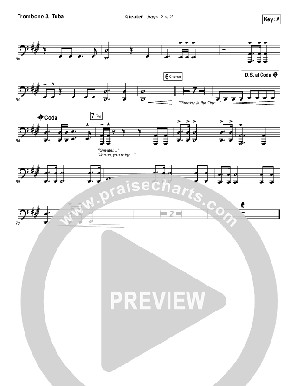 Greater Trombone/Tuba Sheet Music PDF (Chris Tomlin) - PraiseCharts