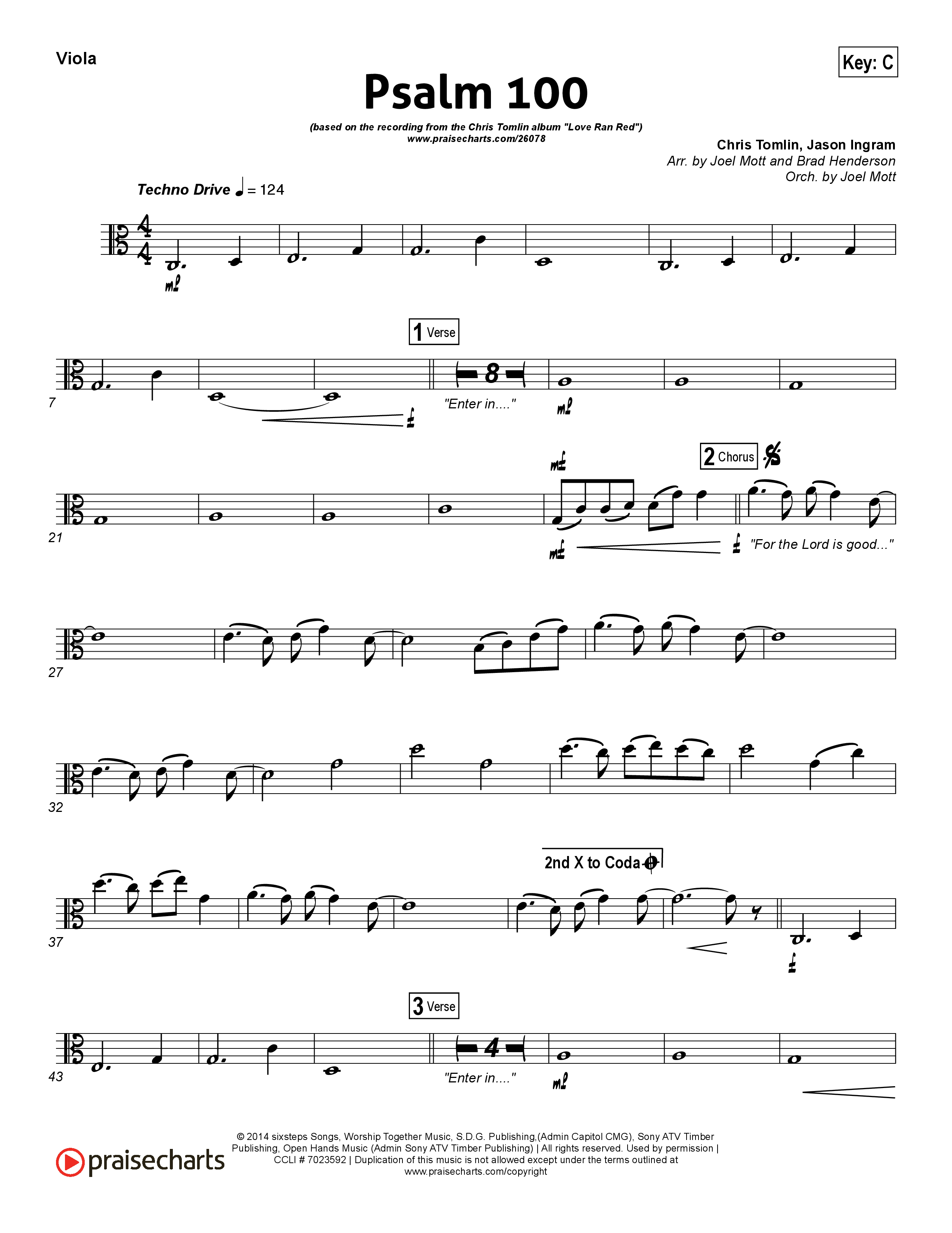 Psalm 100 Viola Sheet Music PDF (Chris Tomlin) - PraiseCharts