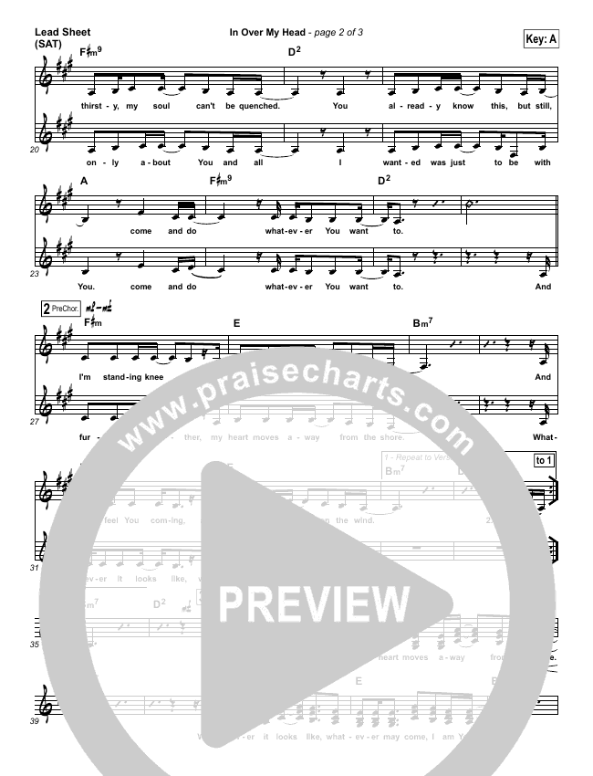 In Over My Head Sheet Music PDF (Bethel Music) - PraiseCharts