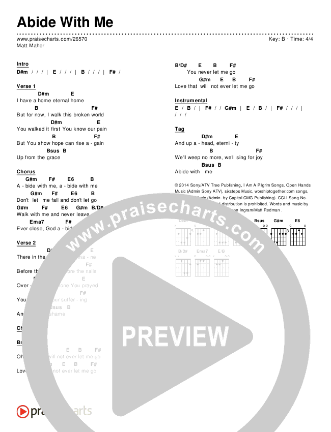 Abide With Me Chords PDF (Matt Maher) - PraiseCharts