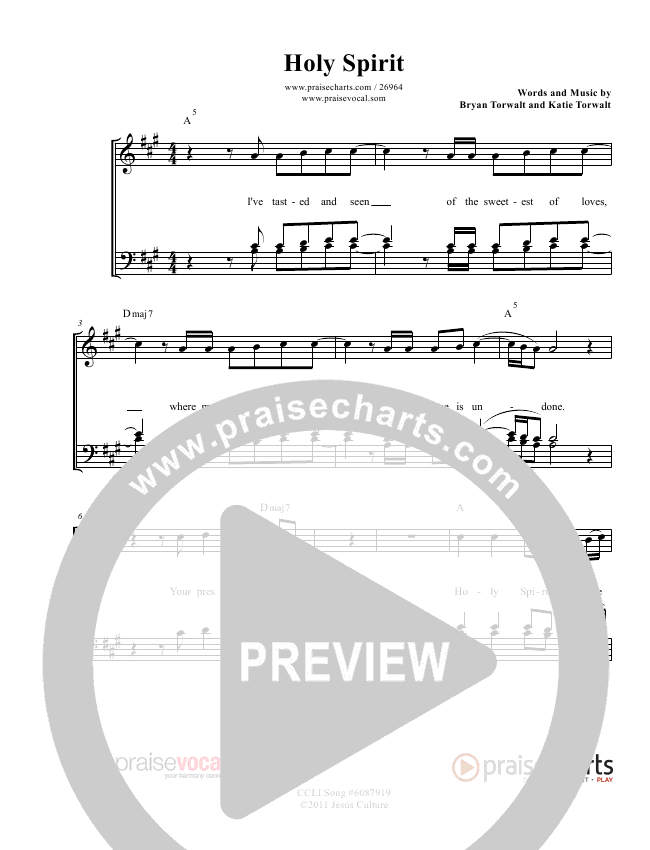Holy Spirit Sheet Music (PraiseVocals) - PraiseCharts