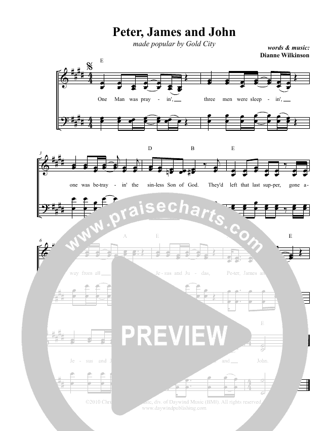 Peter James And John Sheet Music PDF (Gold City) - PraiseCharts