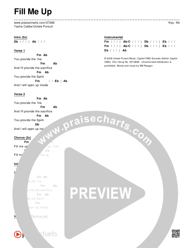 Fill Me Up Chords PDF (Tasha Cobbs Leonard / United Pursuit) - PraiseCharts