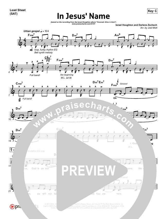 In Jesus' Name Sheet Music PDF (Israel Houghton) - PraiseCharts