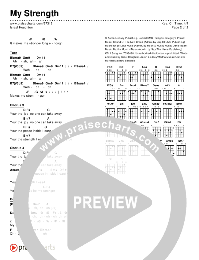 My Strength Chords PDF (Israel Houghton) - PraiseCharts