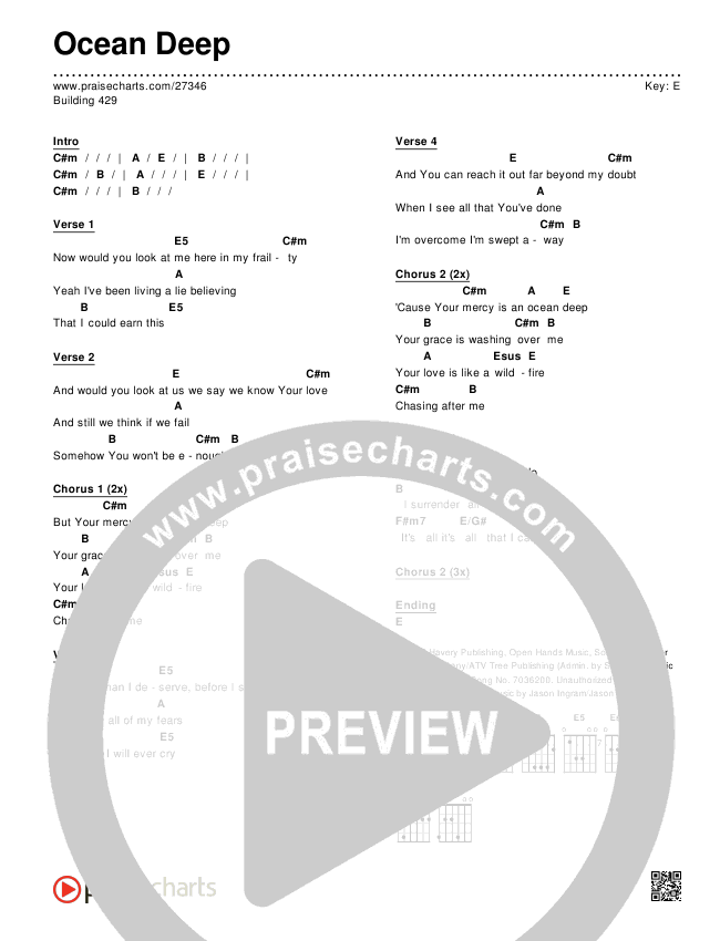 Ocean Deep Chords PDF (Building 429) - PraiseCharts
