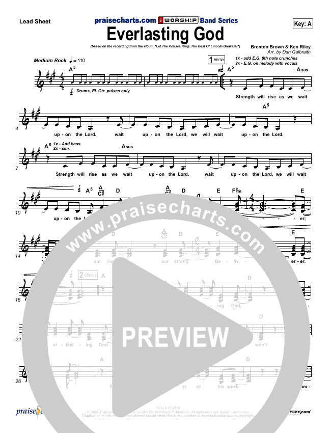Everlasting God Sheet Music PDF (Lincoln Brewster) - PraiseCharts