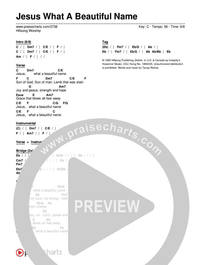 Jesus What A Beautiful Name Chords PDF (Hillsong Worship) - PraiseCharts Jesus What A Beautiful Name Chords PDF (Hillsong Worship) - PraiseCharts
