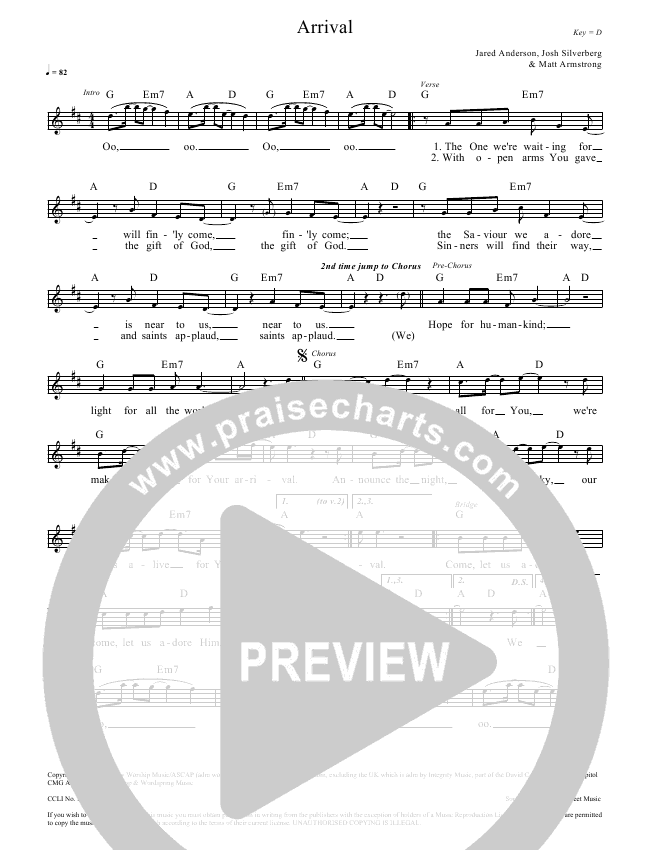 Arrival Sheet Music PDF (Jared Anderson) - PraiseCharts