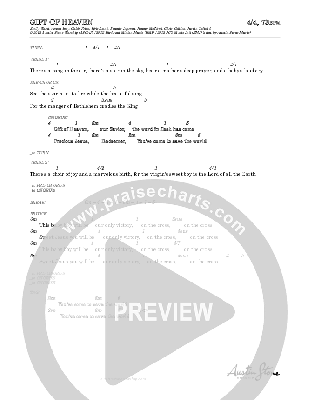 Gift Of Heaven Chords PDF (Austin Stone Worship / Jimmy McNeal ...