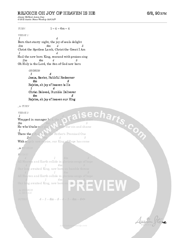 Rejoice Oh Joy Of Heaven He Is Chords PDF (Austin Stone Worship / Jimmy ...