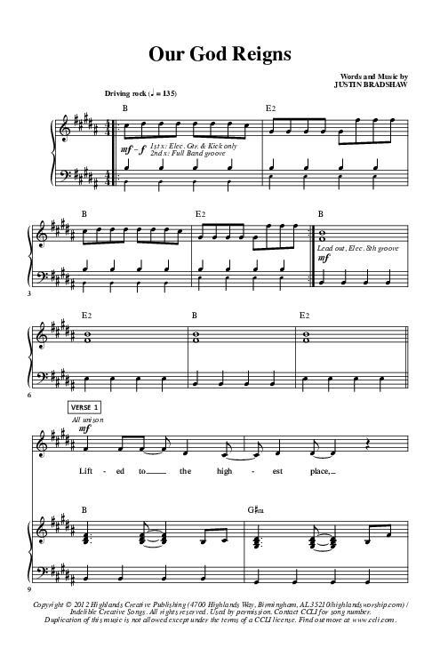 Our God Reigns Sheet Music PDF (Highlands Worship) - PraiseCharts