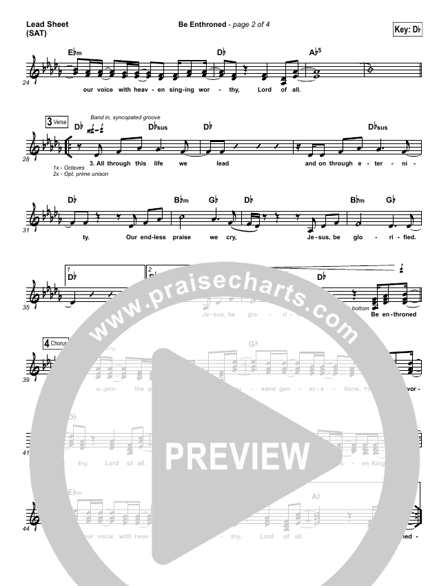 Be Enthroned Sheet Music (Bethel Music / Jeremy Riddle) - PraiseCharts