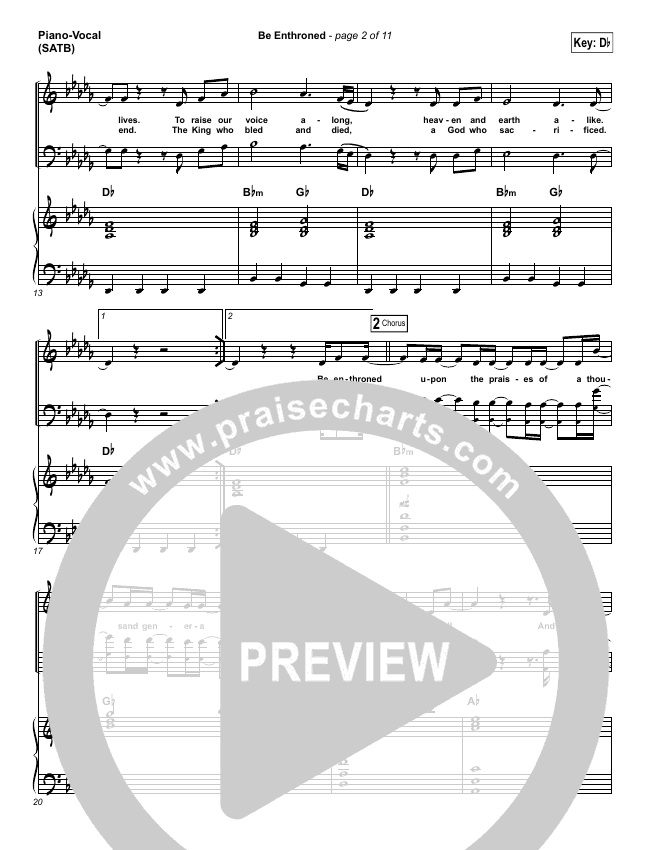 Be Enthroned Sheet Music (Bethel Music / Jeremy Riddle) - PraiseCharts