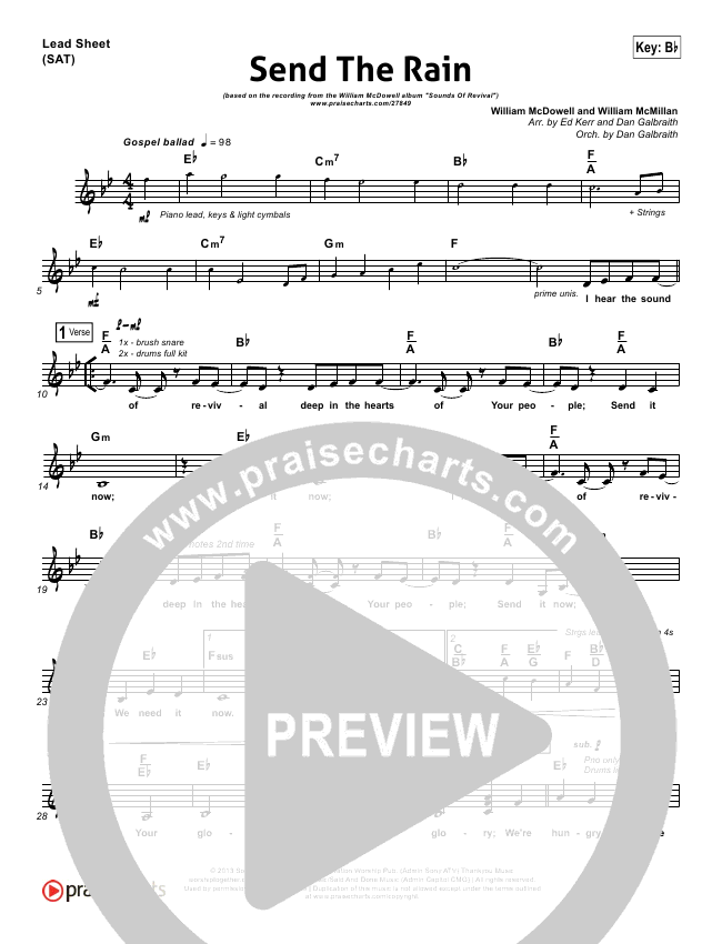 Send The Rain Sheet Music (William McDowell) - PraiseCharts