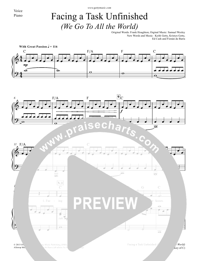 Facing A Task Unfinished (Version 1) Sheet Music PDF (Keith & Kristyn ...