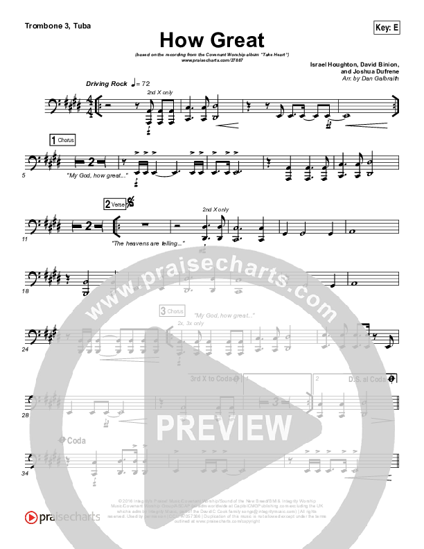 How Great Trombone/Tuba Sheet Music PDF (Covenant Worship) - PraiseCharts