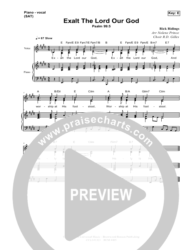 Exalt The Lord Our God Sheet Music PDF (Dennis Prince / Nolene Prince ...