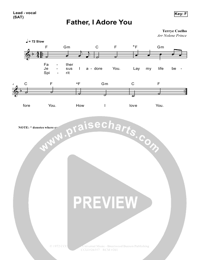 Father I Adore You Sheet Music (Dennis Prince / Nolene Prince ...