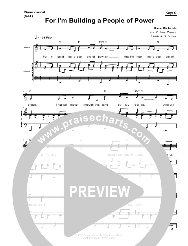 For I'm Building A People Of Power Sheet Music PDF (Dennis Prince ...