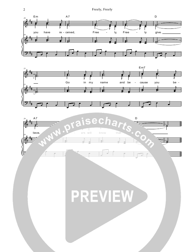 Freely Freely Sheet Music PDF (Dennis Prince / Nolene Prince ...
