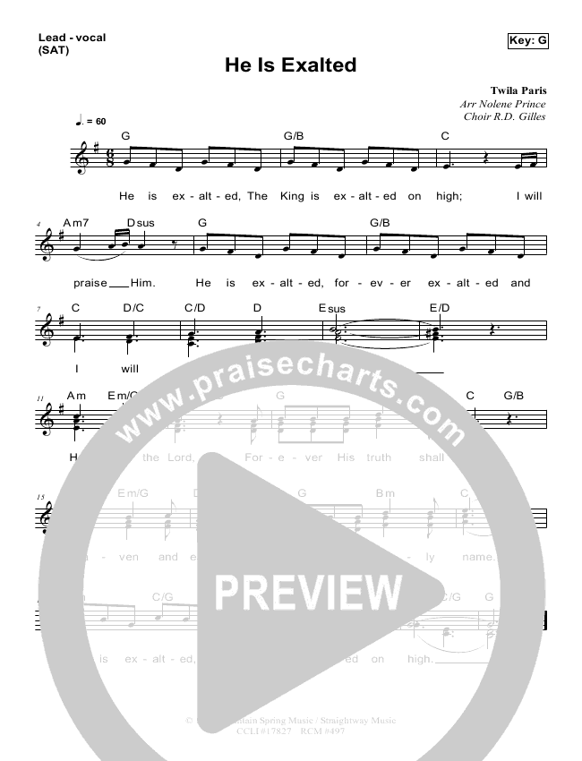 He Is Exalted Sheet Music PDF (Dennis Prince / Nolene Prince ...