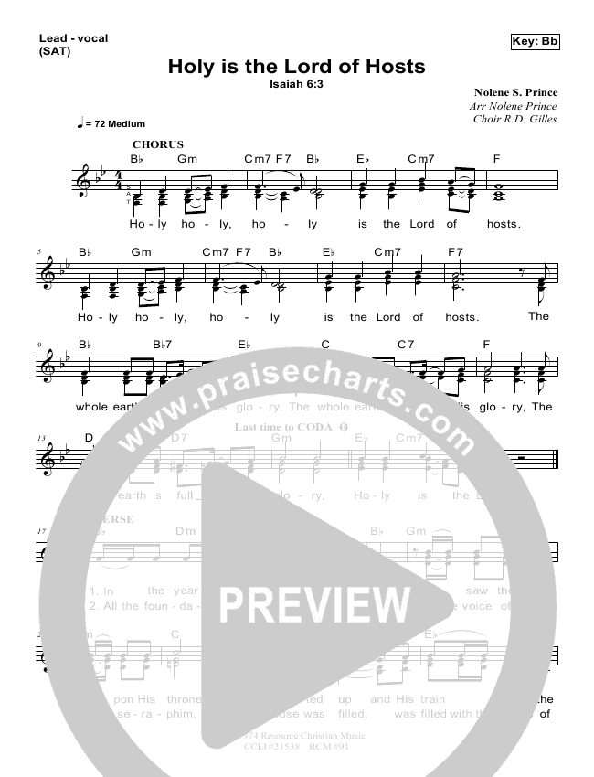 Holy Is The Lord Of Hosts Sheet Music PDF (Dennis Prince / Nolene ...