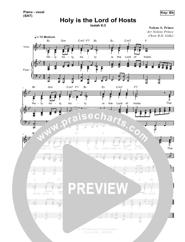 Holy Is The Lord Of Hosts Sheet Music PDF (Dennis Prince / Nolene ...