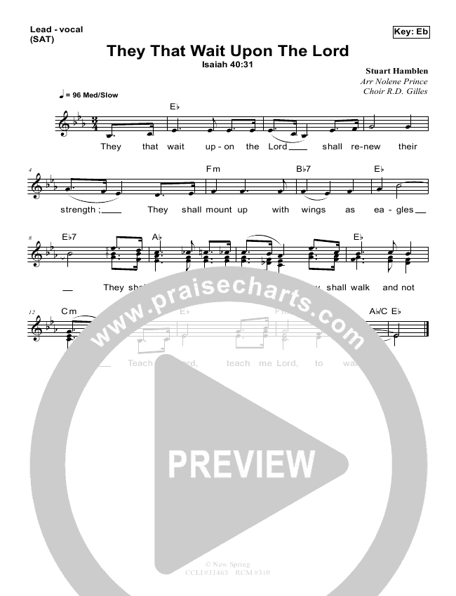 They That Wait Upon The Lord Sheet Music PDF (Dennis Prince / Nolene ...