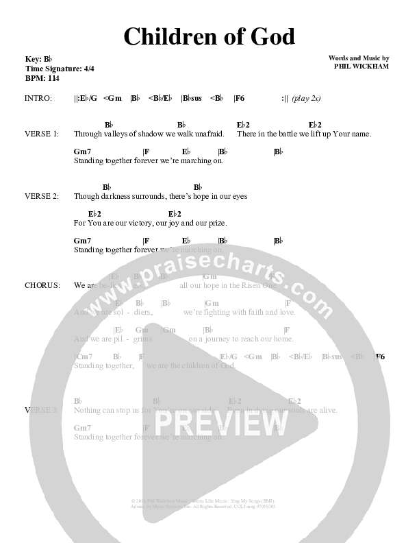 Children Of God Chords PDF (Phil Wickham) - PraiseCharts
