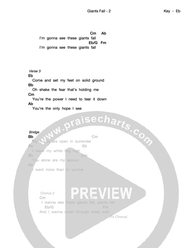 Giants Fall Chords PDF (We Are Messengers) - PraiseCharts